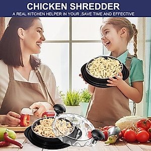 Chicken Shredder – Separate Plate, Automatic Soap Dispenser Cleaning Brush, Anti-Slip – Large 9.8” Chicken Breast Meat Shredder, Chicken Shredder Tool Twist, Dishwasher Safe, BPA Free