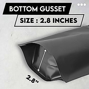 SPACE SEAL Matte Black Aluminum Mylar Bags (6.3x8.6 In - 100 Pcs), Reusable, Aluminum Sealing, Zipper Closure, Smell Proof, UV Protection, Food Storage