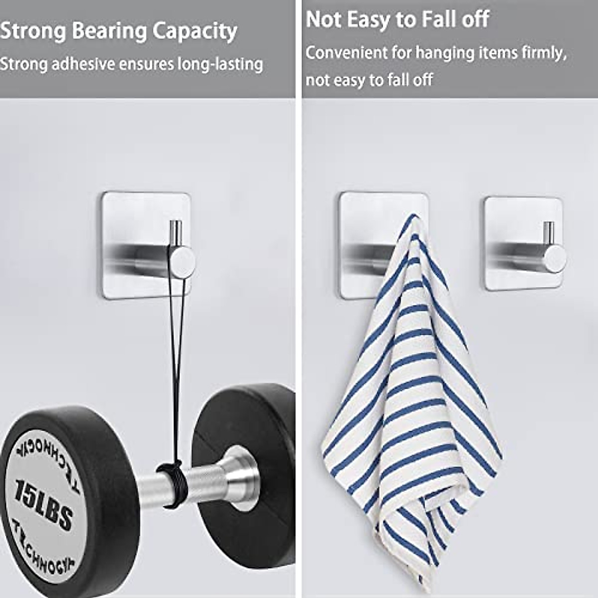 Glattever Adhesive Towel Hooks Stainless Steel Heavy Duty Towel Rack Removable Vacuum Suction Cup Wall Hooks Waterproof Clothes Towel Hook for Bathrooms Kitchen Hotel Office (Brushed Nickel, 4 Pack )