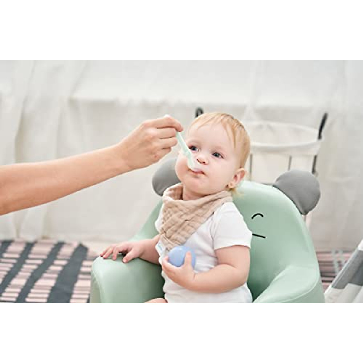 CottCare 12-Pack Muslin Baby Drool Bibs 100% Cotton for Boys and Girls,Soft and Absorbent/Atrovirens/Green/Apricot white/Grey