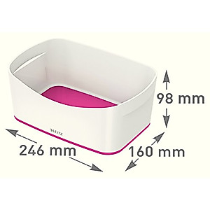 Leitz A5 MyBox Organiser Tray, High Gloss Plastic, White/Pink Metallic;MyBox