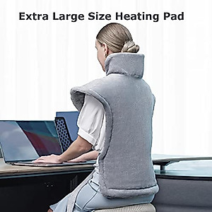Heating Pad for Back Pain Relief, 24"x33" Weighted Heating Pad for Neck and Shoulder, Neck Heating Pad Fast-Heating with 6 Settings, Auto Shut-Off Full Body Heating Pad, Gifts for Women-Washable