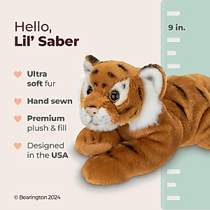 Bearington Lil' Saber Small Plush Stuffed Animal Tiger, 9 inches