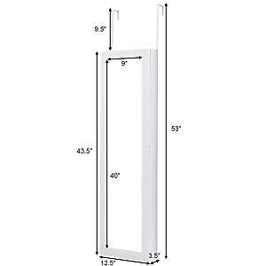 Giantex Wall Door Mounted Mirrored Jewelry Cabinet Jewelry Armoire Storage Organizer with Full Length Mirror Jewelry Cabinets (White)