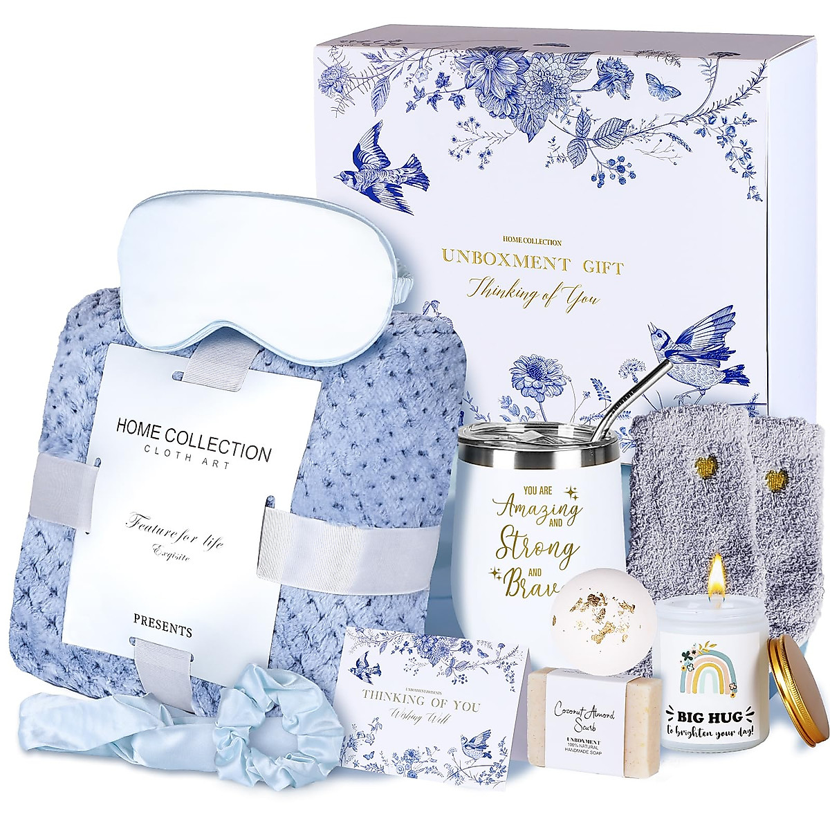 Self Care Gifts for Women, Get Well Soon Gifts for Women, Feel Better After Surgery Care Package with Blanket, Sympathy Gifts Thinking of You Birthday Gift Basket for Her Sister Best Friends Mom