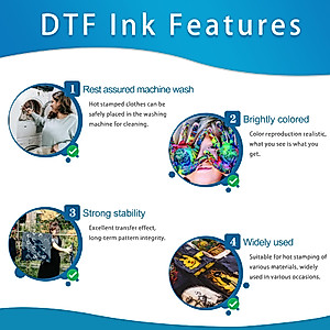 YOUEXPERT DTF Ink Premium Heat Transfer Ink Conversion Kit Refill for Epson L1800, R2400, L800, 1430, P400, P800, R2000, XP-15000 All DTF Printers, for DTF Film (CMYBK Wh, 6x100ml)