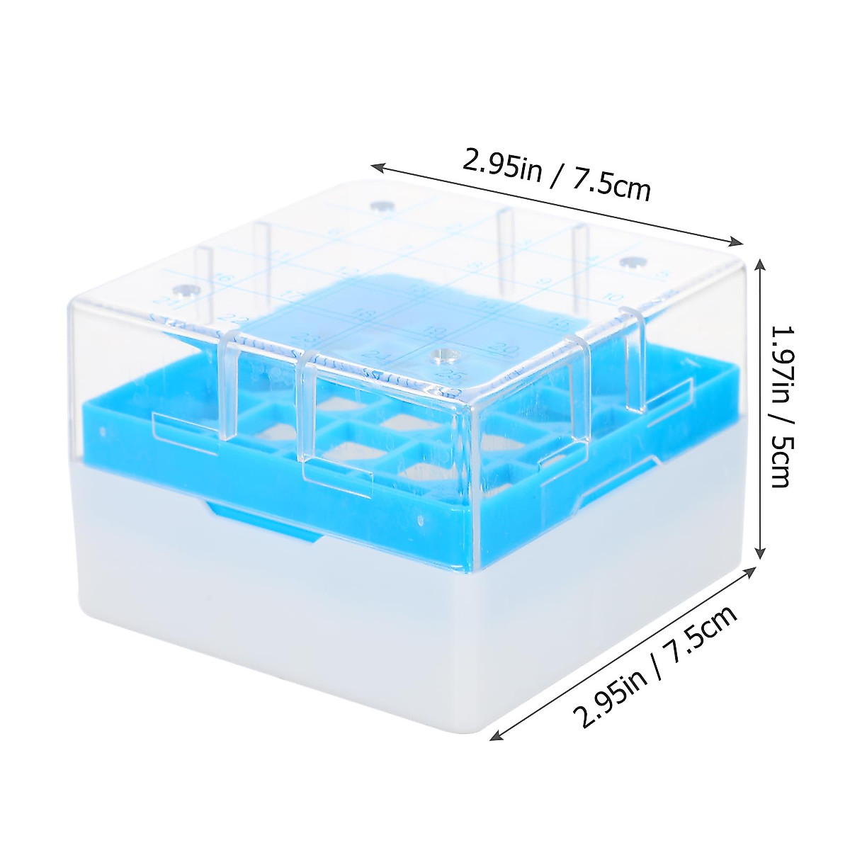 iplusmile Polycarbonate Freezer Boxes 25- grids Freezing Cryovial Storage Box Polycarbonate CryoBox Vial Rack Microcentrifuge Tube Box