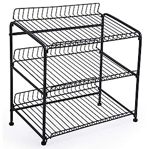 Displays2go Countertop Wire Rack, Three Open Shelves Black (WCR3SBK)