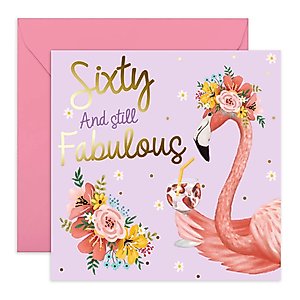 CENTRAL 23 - Cute 60th Birthday Card for Women - 'Sixty And Still Fabulous' - Cute 60th Birthday Cards for Her - Cheeky 60th Birthday Cards for Men - Pretty Design - Comes with Fun Stickers