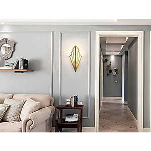 Battery Operated Wall Sconces Set of 2,Not Hard Wired Fabric Shade Triangle Remote Control Wall Lights, Wireless Lamp Fixture for Bedroom, Living Room, Bathroom, Hallway (Color : Gold)