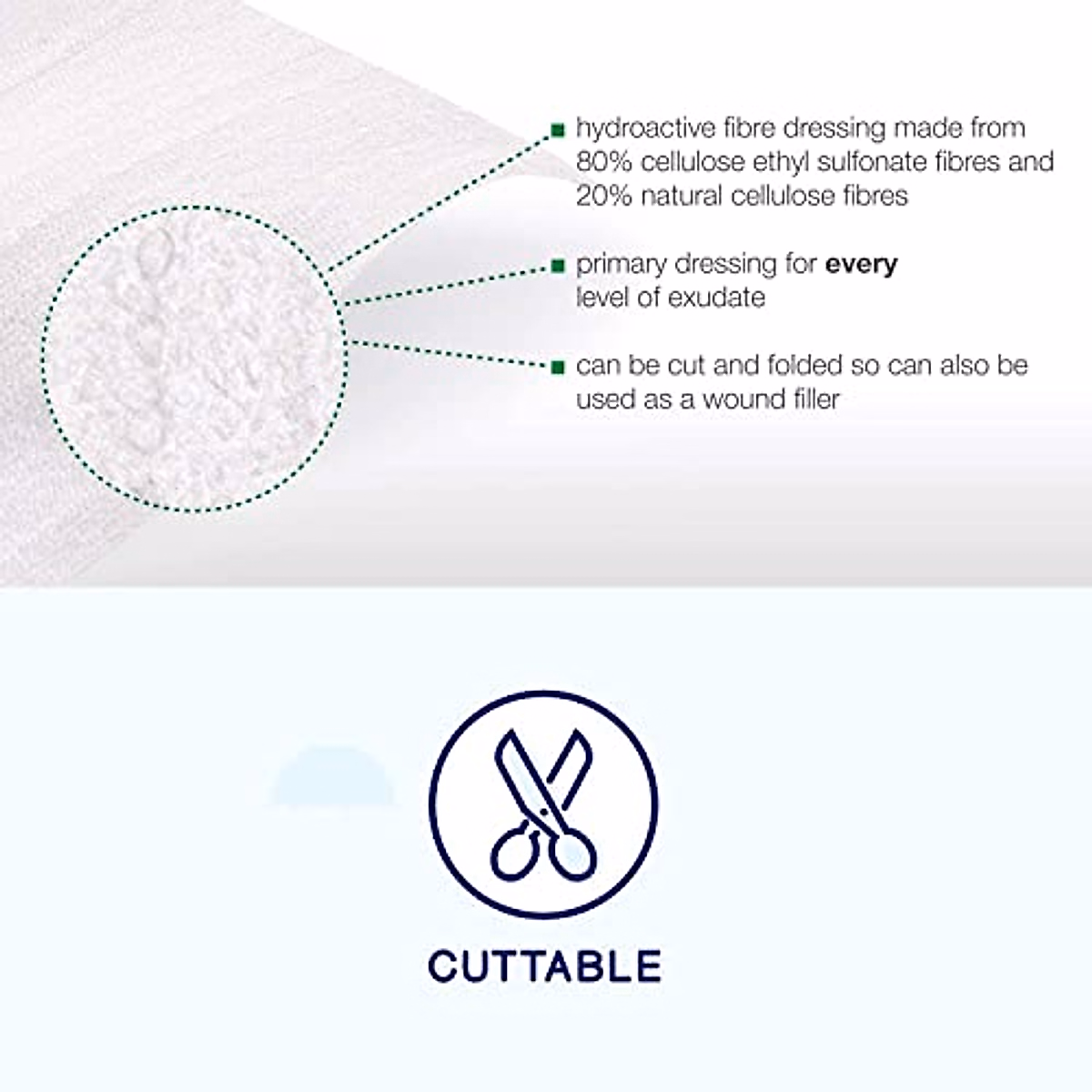 Silver Calcium Alginate Ag Sterile Highly Absorbent Antibacterial Dressing, 2"x2", 10 Pack