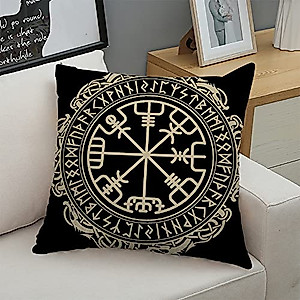 Ofocam Decorative Square Throw Pillow Covers Black Celtic Viking Couch Sofa Bed Pillow Covers Cushion Cases 18x18 inch