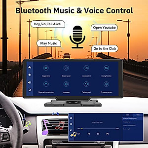 Portable Car Stereo Wireless Apple Carplay Android Auto with Backup Camera, 10.26" IPS Touchscreen GPS Navigation Head Unit, Bluetooth, Voice Control, AUX, 64G TF Card, Car Radio Receiver