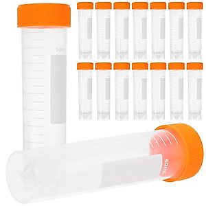 iplusmile Centrifuge Tubes Plastic Vial, 50ml Polypropylene Centrifuge Tube Flat-Bottom Tube Containers with Screw Cap for Laboratory Lab School Educational, 50pcs