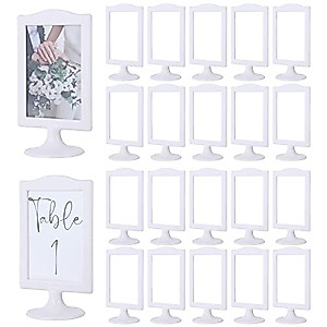 Litpoetic Double Sided Standing Picture Frames, 4x6 Picture Frame Bulk, Two Sided Plastic White Picture Holder Stand for Table Numbers, Wedding,Display (White, 20 Pack)