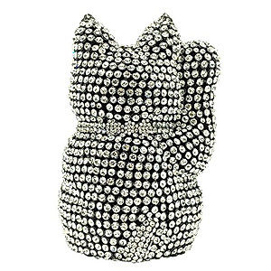 Elegant Evening Bags For Womens Clutches Purse Chain Wallet Handbags Crystal Party Lucky Cat Silver