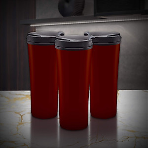 DISCOUNT PROMOS 16 oz. Asana Travel Mugs with Silicone Seal - 6 Pack - Red