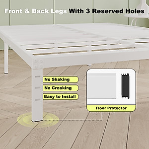 Cieemine 12 Inch White King Size Bed Frame, Heavy Duty King Size Platform Bed Frame, Mattress Foundation, No Box Spring Needed, Easy Assembly, Noise-Free