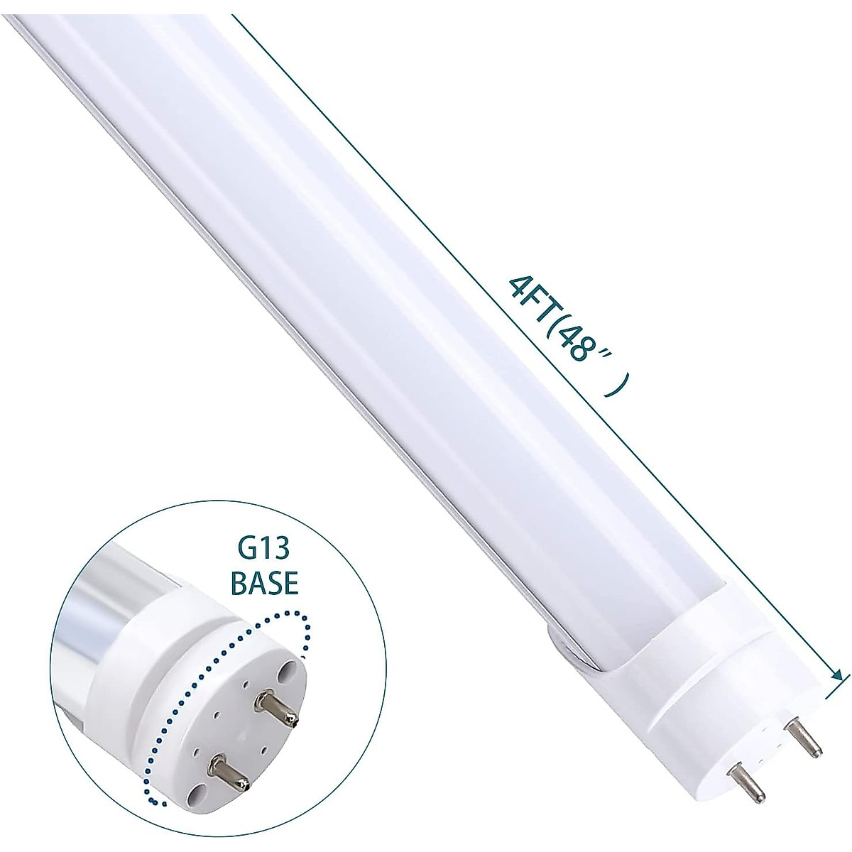 H&B Luxuries 4FT LED T8 Ballast Bypass Type B Light Tube, 18W, Single-Ended & Dual-Ended Connection, 2340LM, G13 Base,T8 T10 T12 Fluorescent Bulbs Replacement, UL & DLC - 4000K (5Pcs)
