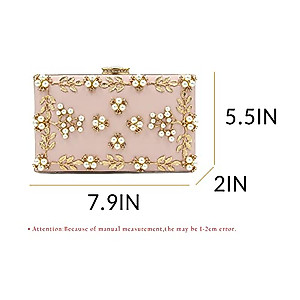 Milisente Women Clutches Pearls Evening Bag Clutch Purse Bags (Light Pink)