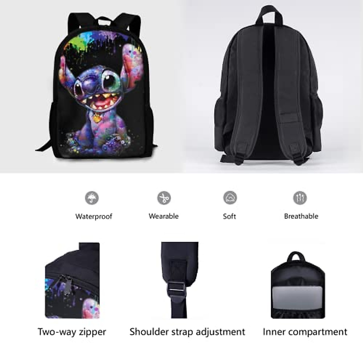 KINUNKN Backpack Anime Laptop Backpack Student Anime Fans Large Capacity Book Bag for Woman