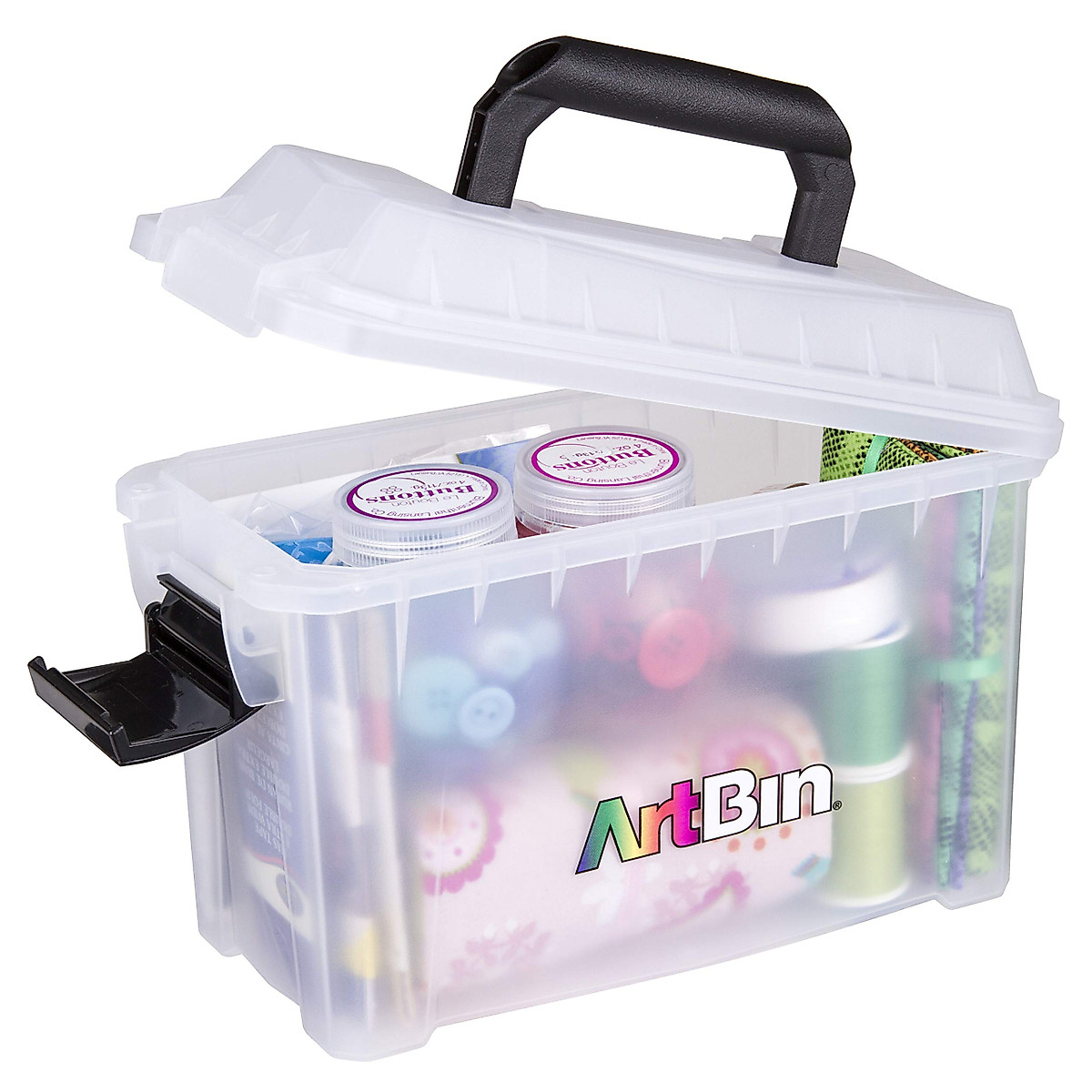 ArtBin 6815AG Mini Sidekick Carrying Case, Portable Art & Craft Organizer with Handle, [1] Plastic Storage Case, Clear