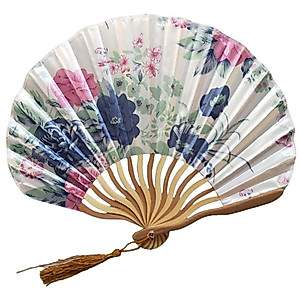 Xiaofeng214 Pattern Chinese Style Hand Held Fans Silk Bamboo Folding Fans Handheld Wedding Hand Fan Cool Bamboo Flower Personalized (Color : A)