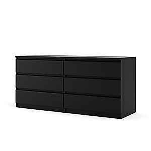 Tvilum 6 Drawer Double Dresser, Black Matte