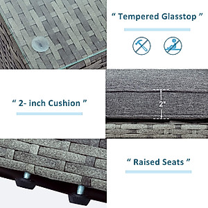 BIADNBZ 5-Piece Patio Furniture Set with Armchairs, Storage Bench and Glass Table, All Weather PE Wicker Outdoor Coversation Sofa Couch for Garden Backyard Lawn, Gray