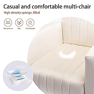 KCC Velvet Accent Living Room Chairs Set of 2, Mid Century Armchair with High Back for Bedroom, Upholstered Single Sofa with Golden Metal Legs,Cream