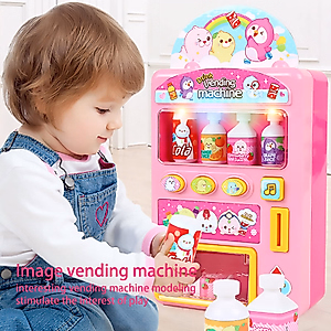 Woleigiao Interactive Drink Vending Machine Toy Pretend Electronic Drink Machines Early Developmental Toy Develop of Life with Music and Light for Boys & Girl