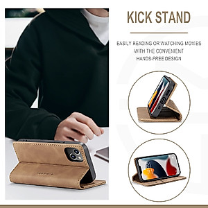 Kowauri Flip Case for iPhone 13 Mini,Leather Wallet Case Classic Design with Card Slot and Magnetic Closure Flip Fold Case for iPhone 13 Mini 5.4 inch 2021 (Brown)