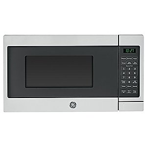 GE Countertop Microwave Oven | 0.7 Cubic Feet Capacity, 700 Watts | Kitchen Essentials for the Countertop or Dorm Room | Stainless Steel