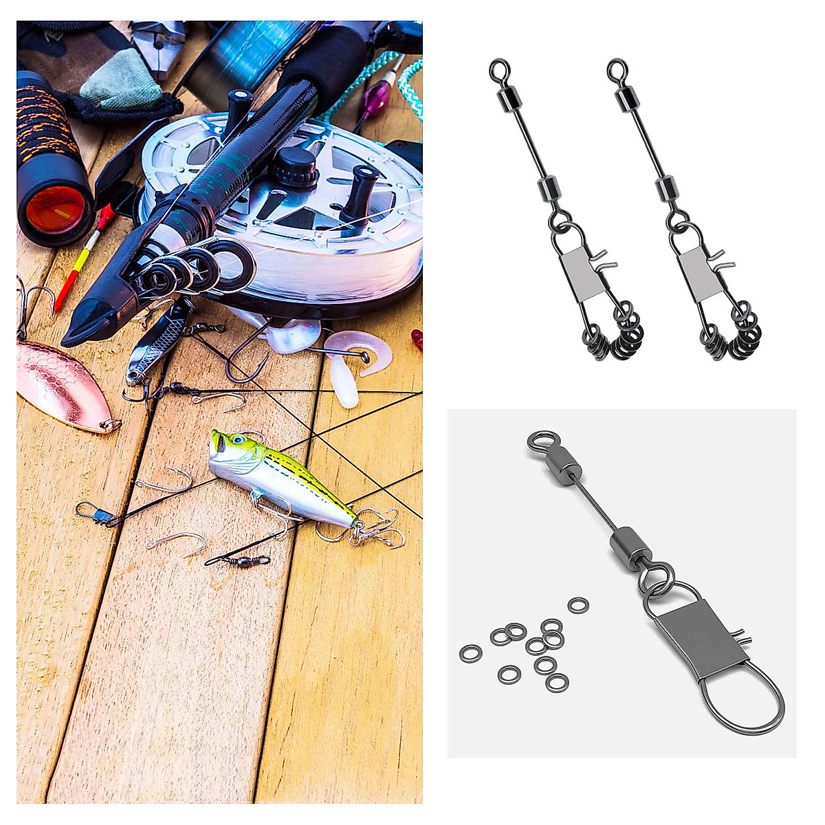 Micro Traders 30PCS Lightweight Tippet Rings Fly Fishing Trout Fishing Line Tippet Leaders Stainless Steel Small Tackle Fishing