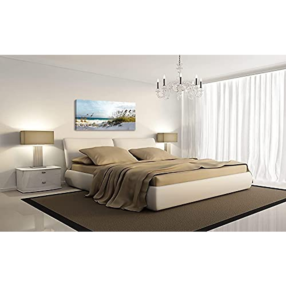 Beach Decor Ocean Decor Beach Wall Art Pictures for Bedroom Living Room Office Beach Wall Decor Ocean Decorations Framed Wall Art Bathroom Paintings Canvas Wall Art Sunshine Sea Waves Artwork 20"X40"