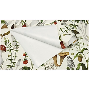 HAOKHOME Boho Peel and Stick Wallpaper Mushroom Forest Removable Stick on Contact Paper for Kitchen Bathroom Beige/Brown/Green 17.7in x 9.8ft