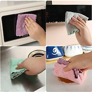 24 Pack Kitchen Dish Cloths Dish Towels, Super Soft and Absorbent Coral Fleece Cloth, Coral Velvet Microfiber Cleaning Cloth, Nonstick Oil Washable Fast Drying Dish Rags for Clean Table, Dish, Glass.