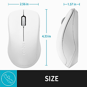 Rapoo 1680 Silent Wireless Mouse, 2.4GHz Cordless Mouse with USB Receiver, 1K DPI, 3 Buttons Computer Mouse with 12M Battery Life, Ambidextrous Computer Mice for PC/Tablet/Laptop, White