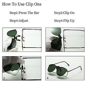 YAMEIZE Polarized Clip-on Sunglasses Anti-Glare UV400 Protection Flip Up Rimless Lens for Prescription Glasses (Dark Green)