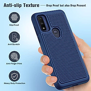 BNIUT for Motorola Moto G Pure Case: Dual Layer Protective Heavy Duty Cell Phone Cover Shockproof Rugged with Non Slip Textured Back - Military Protection Bumper Tough - 6.5inch (Navy Blue)