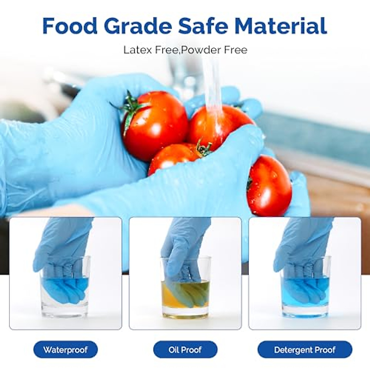 JMU Nitrile Gloves Disposable Latex Free Medium, 200 Count,3.5Mil,Blue