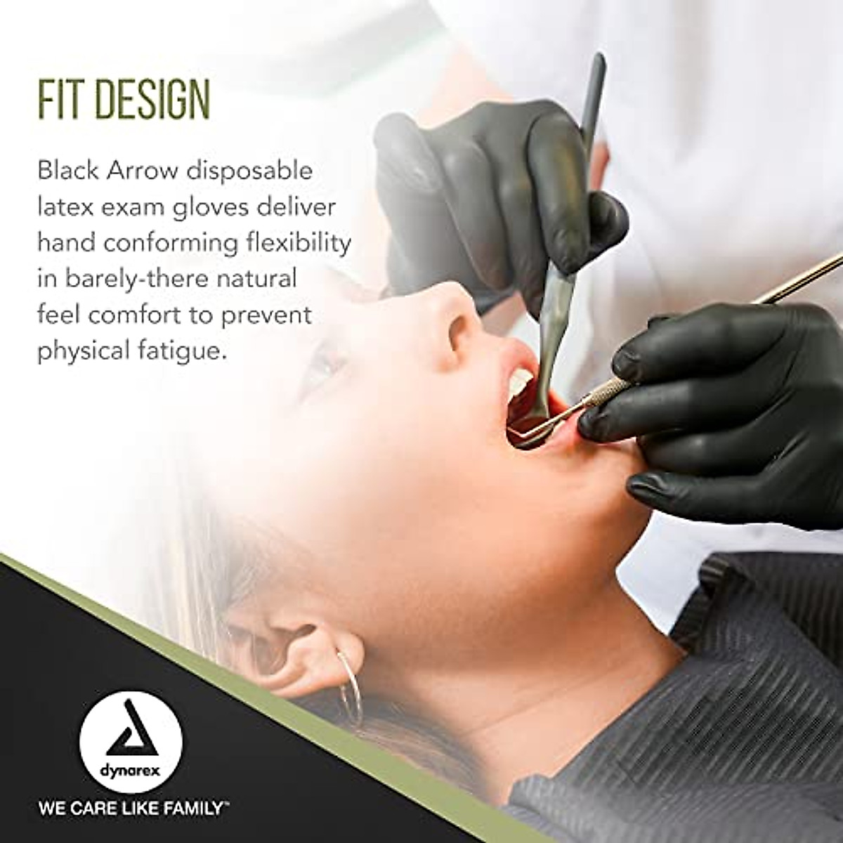 Dynarex Black Arrow Disposable Latex Exam Gloves, Powder-Free, Used in Healthcare and Professional Settings, Law Enforcement, Tattoo, Salon or Spa, Black, Small, 1 Box of 100 Pairs