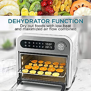 Elite Gourmet EAF1010D All Steel Exterior, Programmable 10.5Qt. Air Fryer, 8 Menu Settings Convection Countertop Oven, Temperature + Timer Controls, Bake, Toast, Broil, Air Fry