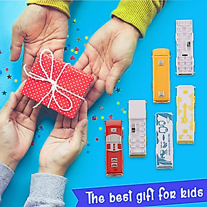 Hanaive 6 Pcs School Bus Toys Cars Set Die Cast Metal Little Cars City Bus Double Decker Friction Powered Cars Play Toys for Birthday Gift Vehicle with Opening Doors Education Bulk