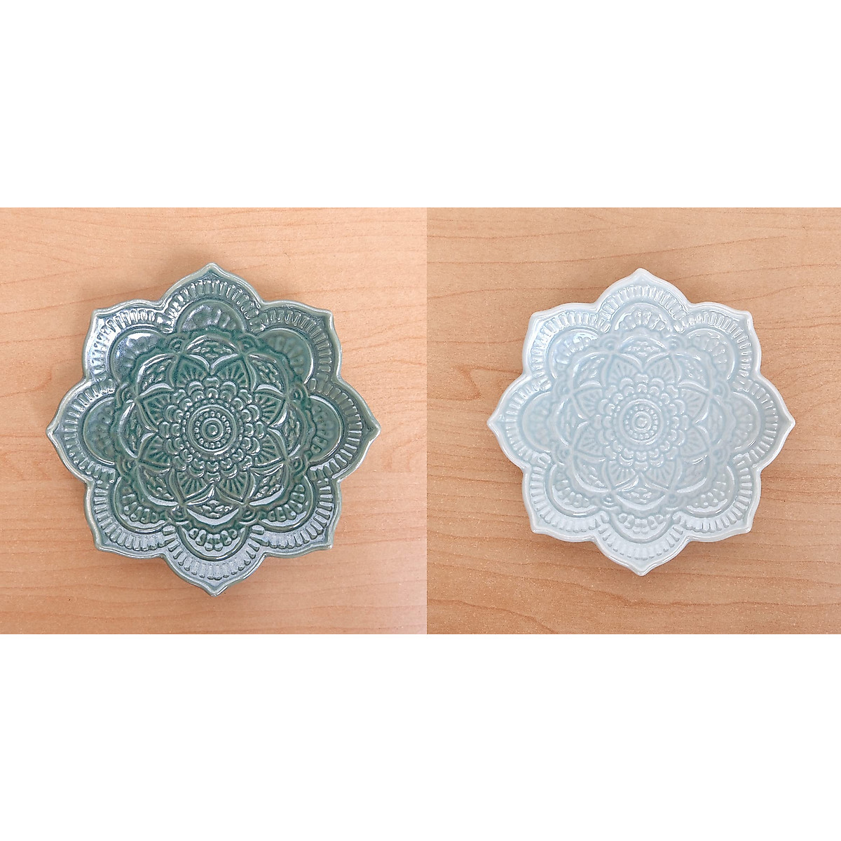 PUDDING CABIN Boho Ring Dish Small Jewelry Dish Ceramic Trinket Tray Crystal Holder 2 Set of Boho Decor, Wedding Bridal Shower Gifts for Bridesmaids Bride