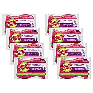Scotch-Brite Brite Delicate Sponge, 3 Count (Pack of 8), Multi-Color
