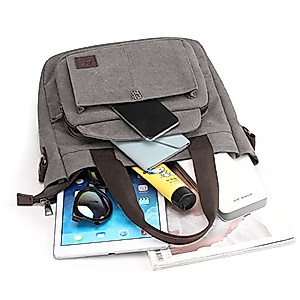 Women's Canvas Shoulder Crossbody Bag Small Tote Purse Multi-pocket Work Bags Top Handle Handbag (Blue)