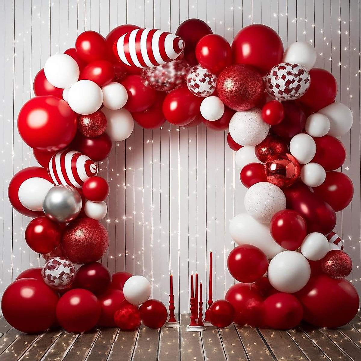 KBZVNAF Red White Balloons Garland Kit - 124Pcs Red White and Red Confetti Latex Balloons Arch for Wedding, Anniversary, Baby Shower, Birthday, Christmas Party Decorations