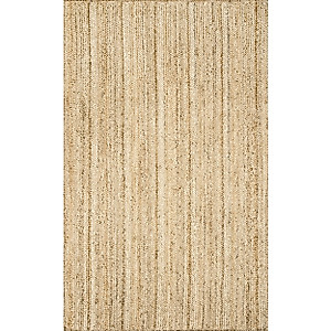 nuLOOM Rigo Hand Woven Farmhouse Jute Area Rug, 4' x 6', Natural