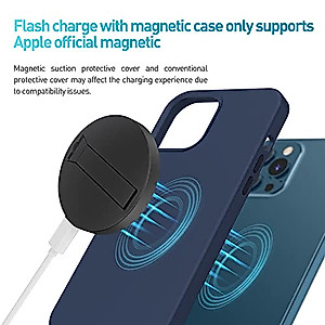 Magnetic Wireless Charger with Kickstand 15W, for MagSafe iPhone 14/14 Plus/14 Pro/14 Pro Max/13/13 Mini/13 Pro/13 Pro Max/12/12 Mini/12 Pro/12 Pro Max, Aluminum Round Mag Charging Pad, Black